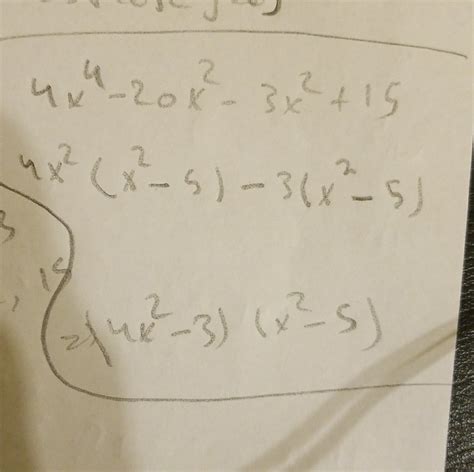 Factor The Polynomial 4x4 20x2 3x2 15 By Grouping What Is The Resulting Expression 4x2
