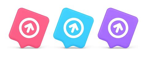 Up Arrow Round Border Button Cyberspace Navigation Pointer 3d Realistic Speech Bubble Icon