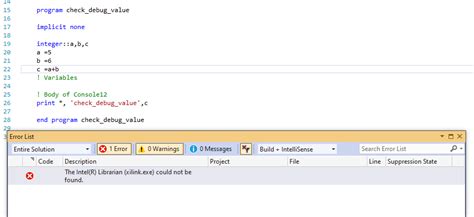 Solved Variables Value Not Showing While Debugging Openapi Fortran On Vs Community 2019 Intel