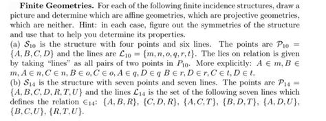 Solved Finite Geometries For Each Of The Following Finite