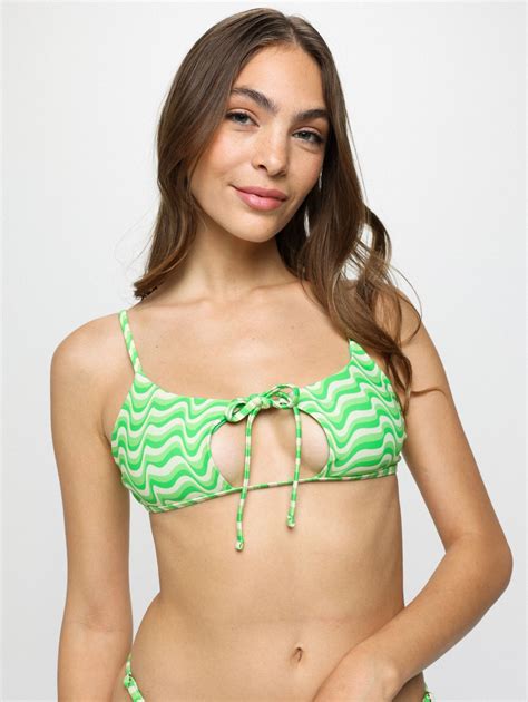 ירוק טופ ביקיני קאט אאוט בהדפס Terminal X Question Mark Terminal X