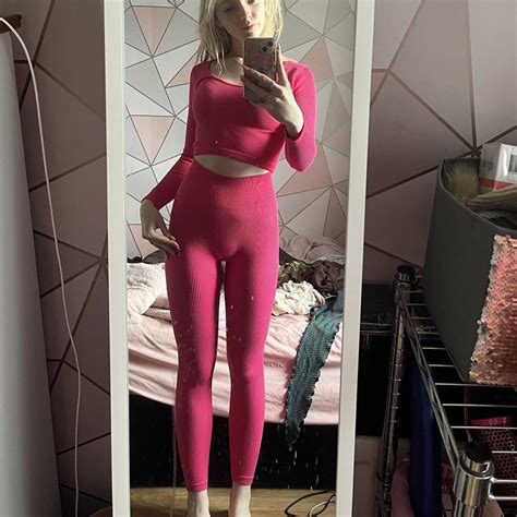 Pretty Pink Ribbed Active Wear Set 🩷never Work Depop