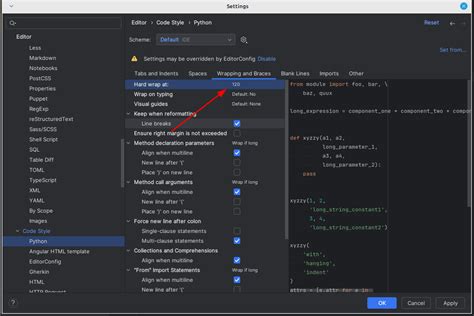 how can i remove the line wrapping margin type thingy i don t want it to cutoff my line in