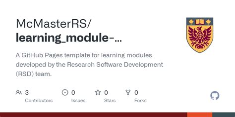 Github Mcmasterrslearningmodule Template A Github Pages Template