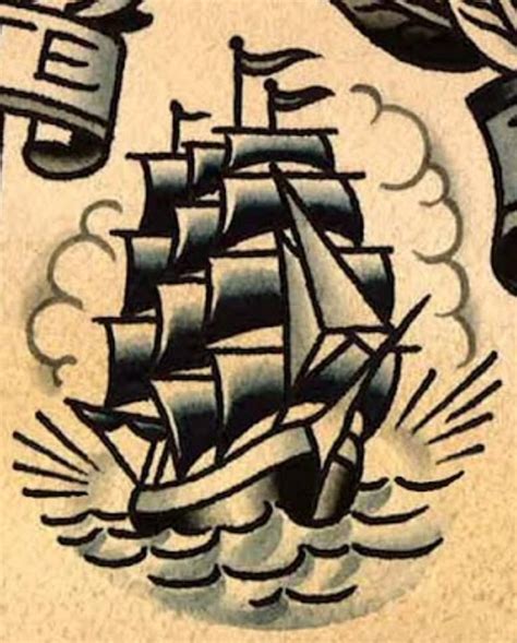 Traditional Pirate Ship Tattoo Sailor Jerry Ship Tattoo Sailor Jerry