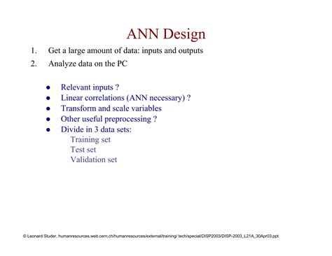 Lecture Artificial Neural Networks And Pattern Recognition Ppt