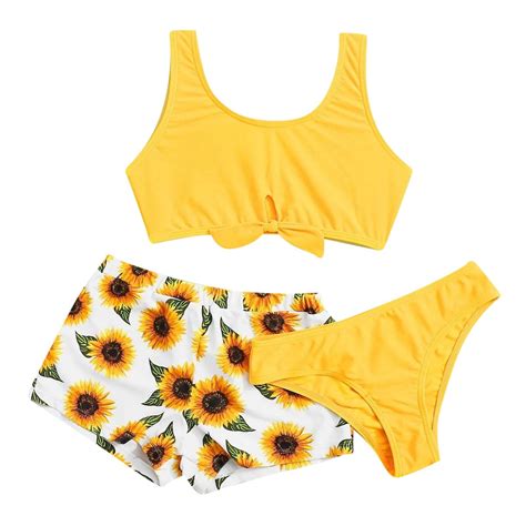 Dmqupv 14 16 Girls Swimsuits Sunflower Girls Swimsuit Summer Floral