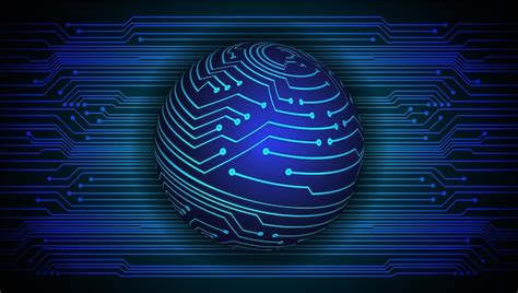 Premium Vector World Binary Circuit Board Future Technology Blue Hud Cyber Security Concept
