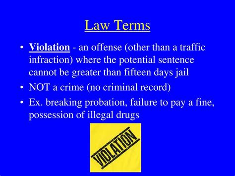 Criminal Offense Classifications Legal Violations Terms