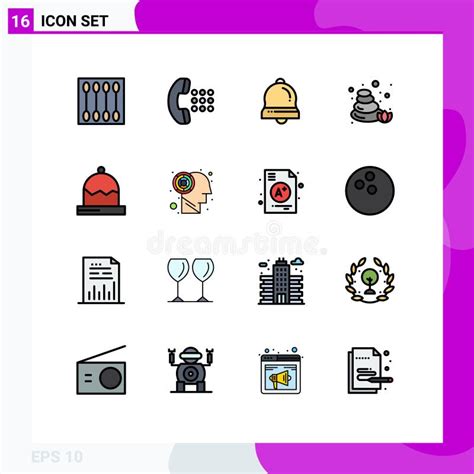 Mobile Interface Flat Color Filled Line Set Of 16 Pictograms Of Clothing Nature Phone Sauna