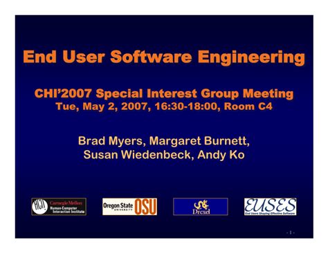 Pdf End User Software Engineering Chi 2010 Special Interest Group Meeting