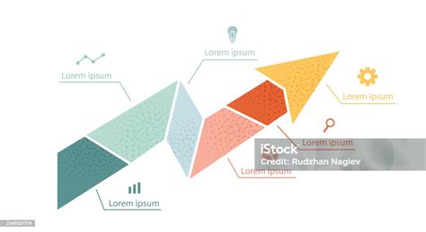 성장 화살표 인포그래픽 비즈니스 다채로운 화살표입니다 기업가와 투자자 거래자를 위한 타임라인 및 인포그래픽 통계 및 데이터 시각화 평면 벡터 일러스트 레이 션 화살표에 대한