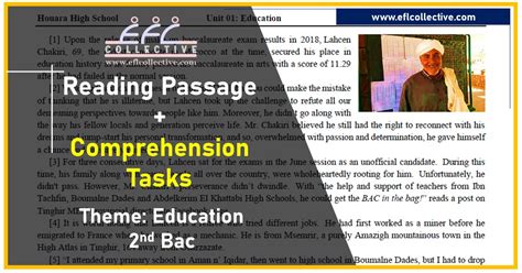 Reading Passage And Comprehension Tasks Education 2nd Bac Efl