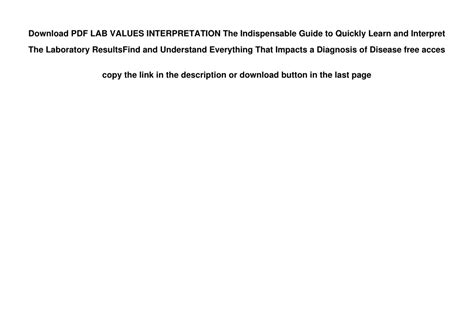 Ppt Download Pdf Lab Values Interpretation The Indispensable Guide To