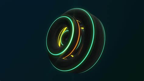 abstract background with rotating and transforming 3d torus with glow