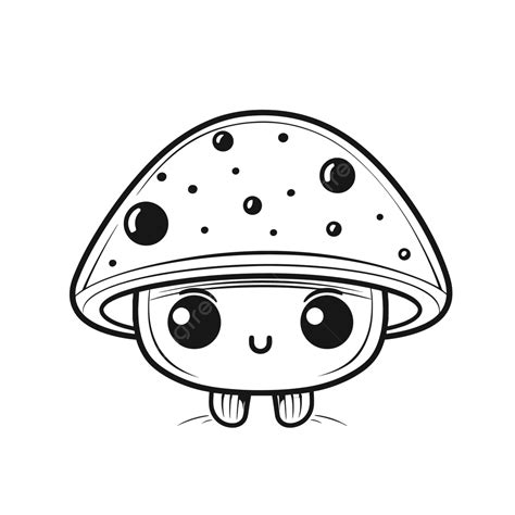Kawaii Small Mushroom Coloring Page Outline Sketch Drawing Vector Cute