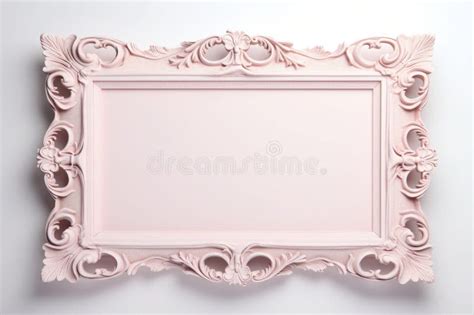 Pastel Rectangle Decorative Ornate Picture Frame Ai Generated Stock