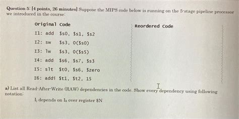 Solved Question 5 [1 Points 26 Minutes Suppose The Mips
