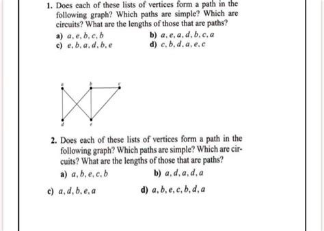 1 Does Each Of These Lists Of Vertices Form Path In The Following Graph