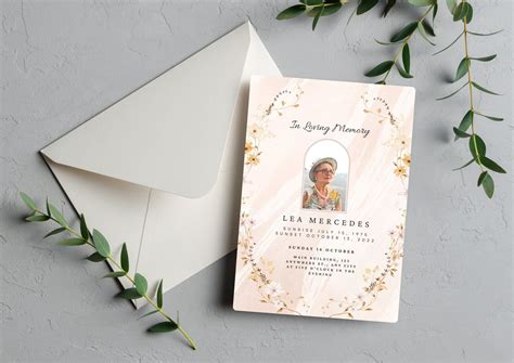 Editable Pink Funeral Program Template Memorial Program Funeral Program Obituary Program