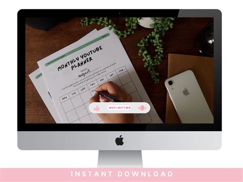 Animated Pink Youtube Subscribe Button Overlay For Intro Videos Digital Download Instant