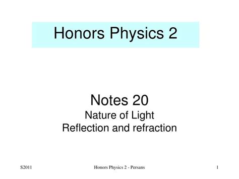 PPT Notes Nature Of Light Reflection And Refraction PowerPoint Presentation ID