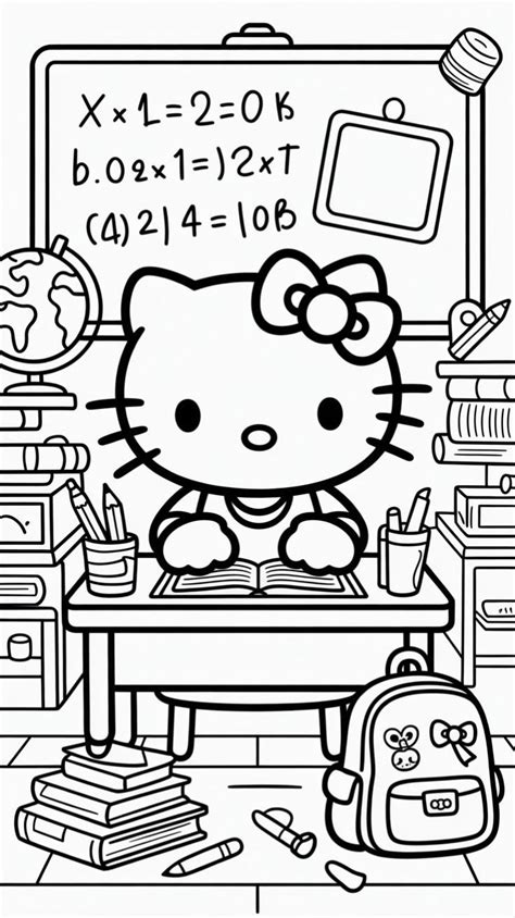 Hello Kitty In Classroom Back To School Colouring Sheets Hello Kitty