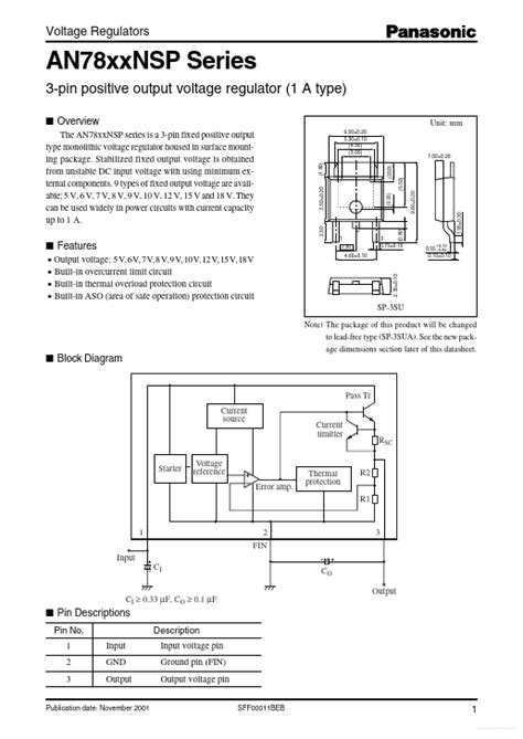 An7806nsp Datasheet Pdf 3 Pin Positive Output Voltage Regulator