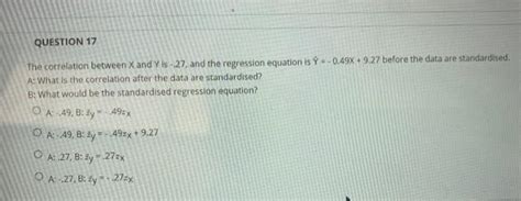 solved the correlation between x and y is −27 and the