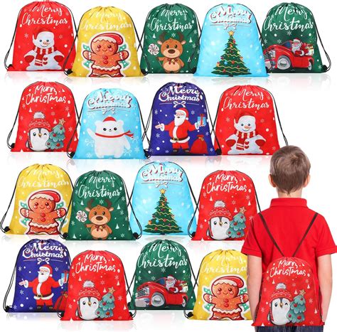 Abbylike 48 Pcs Christmas Drawstring Backpack T Bags