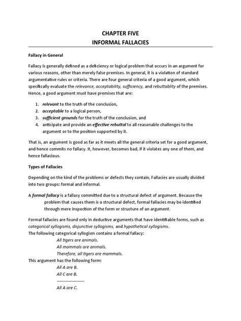Chapter Five Fallacy Pdf Fallacy Argument
