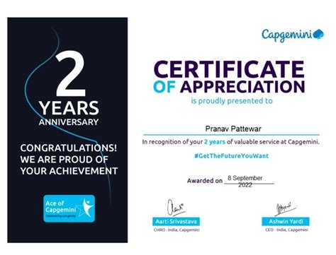 Capgeminiindia Workanniversary Capgeminiproud Pranav Pattewar