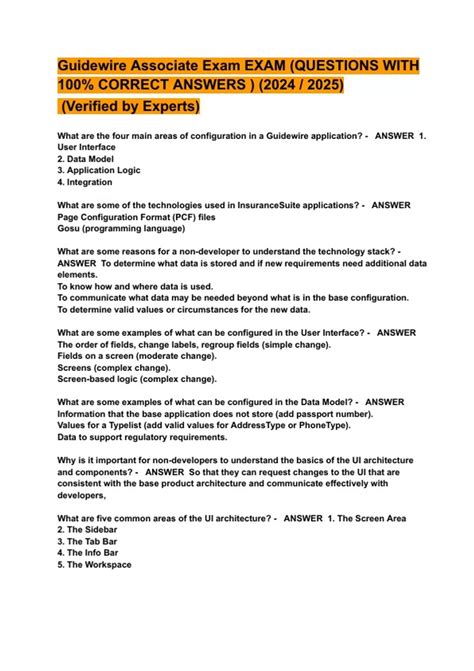 Guidewire Associate Exam Exam Questions With 100 Correct Answers 2024 2025 Verified By