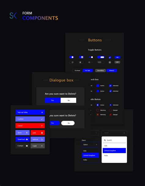 Form And Buttons Components Library On Behance