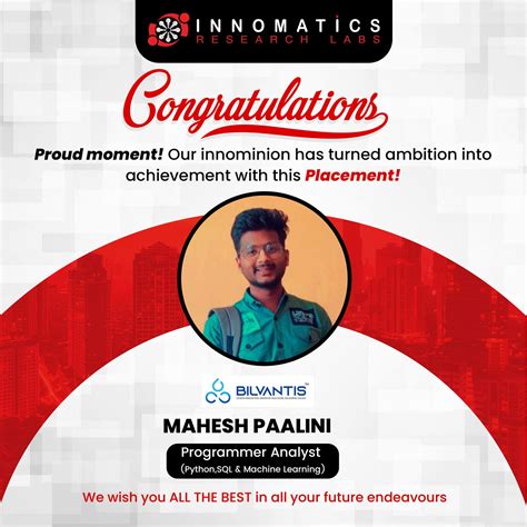 Innomatics Congratulations Mahesh Paalini Your Journey From
