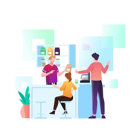 커피 브레이크 개념 그림 프리미엄 벡터