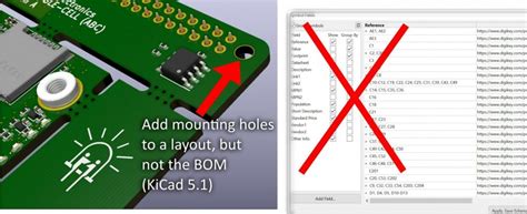 add mounting holes to a layout but not the bom kicad 5 1