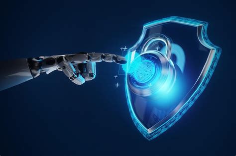 Artificial Intelligence Robot Shield And Lock With Fingerprint Hologram Fingerprint Scanner Data