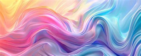 Abstract Iridescent Background Design 3d Render Displaying Smooth Undulating Waves Of Color