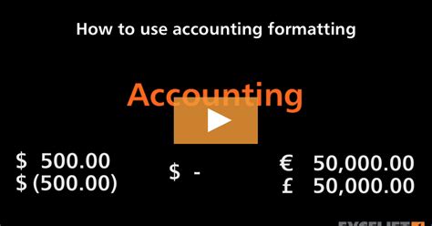 How To Use Accounting Formatting In Excel Video Exceljet