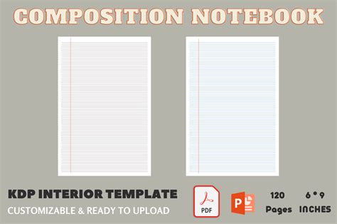 Blue And Gray Lined Composition Notebook Graphic By Nicedesignland