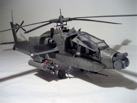 Papercraft Kit Apache Helicopter 3d Paper Model Crafting Kit Pdf Plans