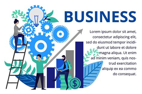 평면 스타일에서 벡터 일러스트입니다 성공 비즈니스를 위한 다이어그램으로 작업 하는 사람들 더 나은 미래를 위해 열심히 일하고 있는 사람들 웹 배너 및 브로셔를 위한 비즈니스