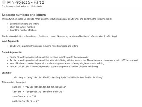 Solved Miniproject 5 Part 2 O Solutions Submitted Max