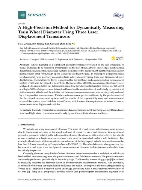 A High Precision Method For Dynamically Measuring Train Wheel Diameter