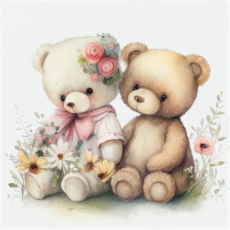 Two Teddy Bears Together Drawing