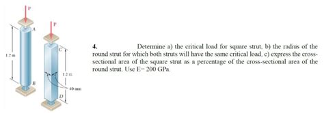 Solved 4 Determine A The Critical Load For Square Strut