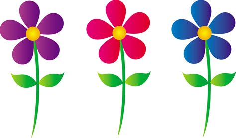 Three Colorful Daisies Free Clip Art