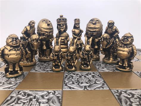 Alice In Wonderland Chess Set Through The Looking Glass Chess Set