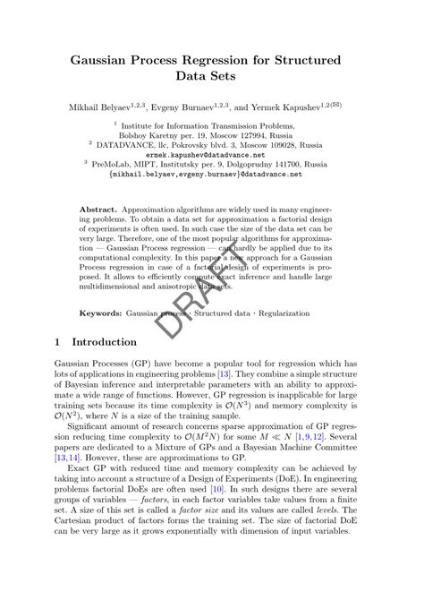 Pdf Gaussian Process Regression For Structured Data Sets